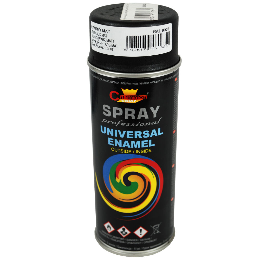 Farba Champion Uniwer czarny matowy (RAL 9011) spray - Domer